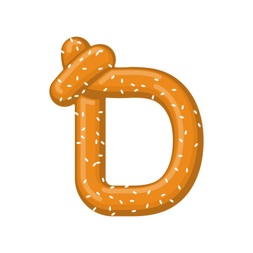 Letter D Pretzel. Snack Font Symbol. Food Alphabet Sign. Traditional ...