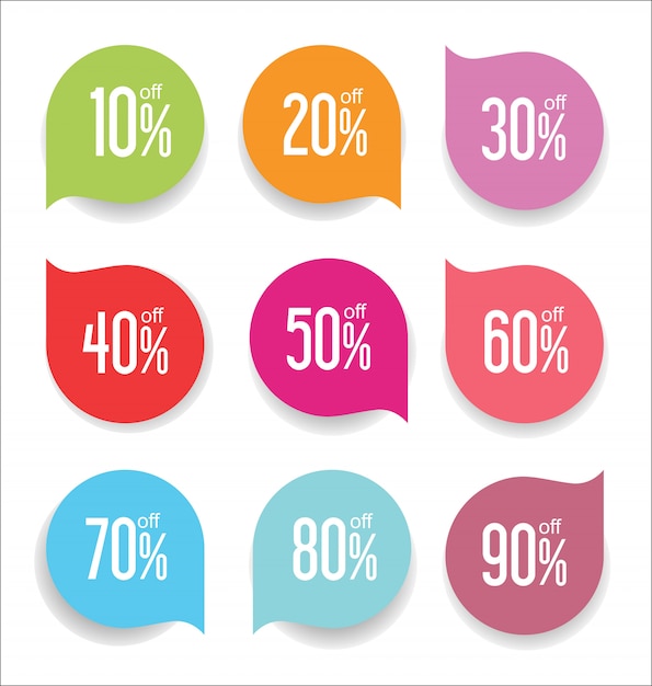 Vibrant Discount Bubbles with Percentage Indicators | Jiffy Designs