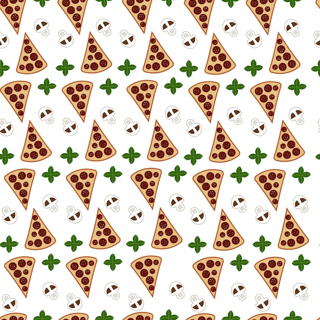 Delectable Pizza Slices and Clover Motif Seamless Pattern | Jiffy Designs