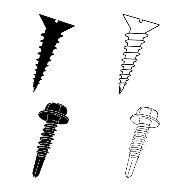Diverse Screw Designs in Minimalist Black and White | Jiffy Designs