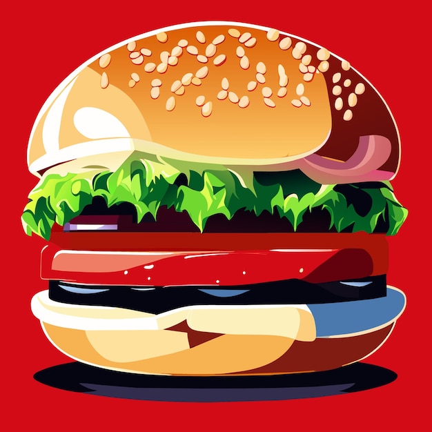 Mouthwatering Illustrated Burger on Red Background | Jiffy Designs