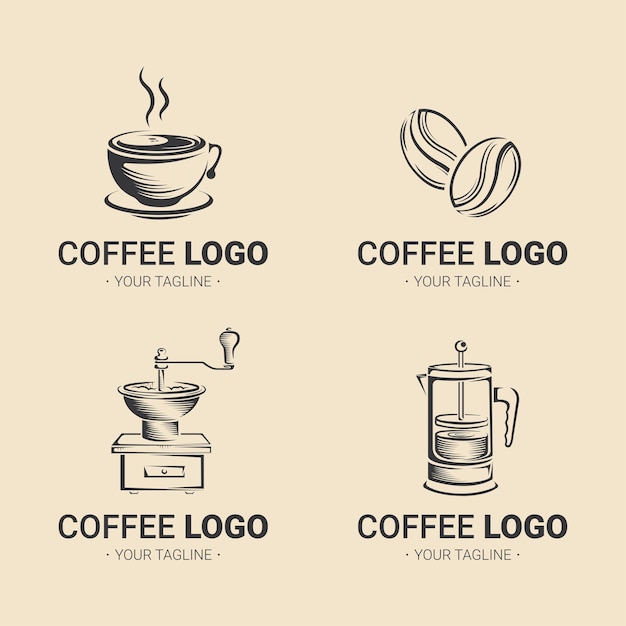 Versatile Coffee-Inspired Logo Collection with Diverse Visual Elements ...