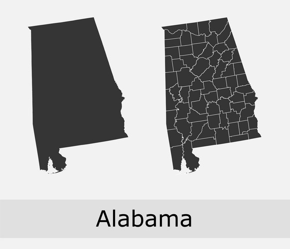 Alabama Maps Vector Outline Counties, Townships, Regions ...
