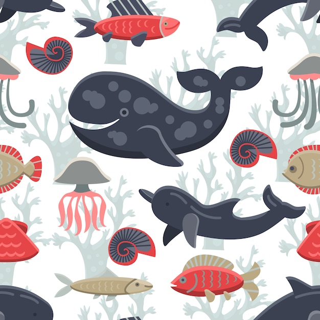 Whimsical Sea Creatures Pattern with Whales, Fish and Jellyfish | Jiffy ...