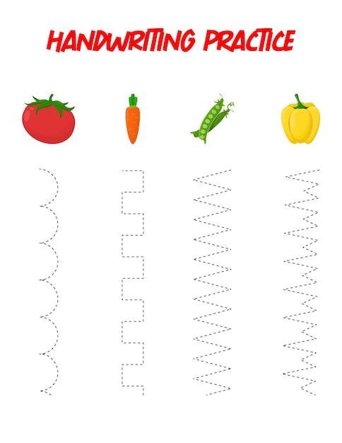 Vibrant Vegetable Handwriting Practice: Tracing Letters and Shapes ...