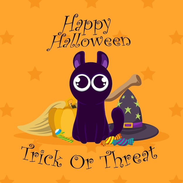 Whimsical Halloween Creature with Witch's Hat and Broomstick | Jiffy ...