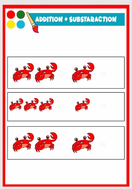 Vibrant Crab Addition and Subtraction Learning Aid | Jiffy Designs