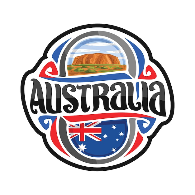 Iconic Australian Emblem with Scenic Landscape and National Flag ...