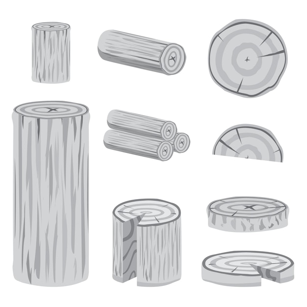Detailed Illustration of Rustic Wooden Logs and Stumps | Jiffy Designs