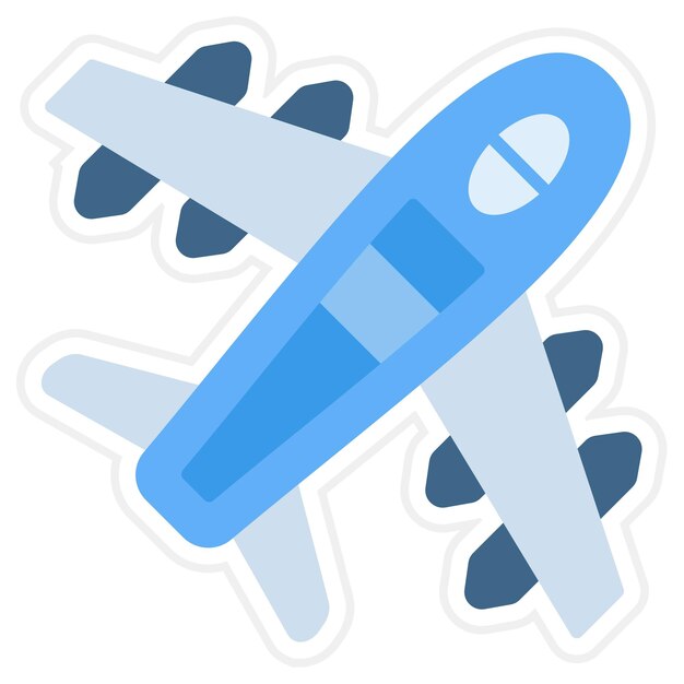 Sleek and Stylized Airplane Icon in Shades of Blue | Jiffy Designs