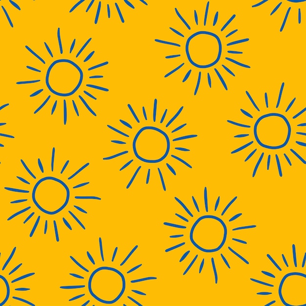 Vibrant Sunshine Pattern with Radiating Sun Illustrations | Jiffy Designs