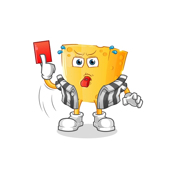 Playful Referee Cheese Character Waving Red Card | Jiffy Designs