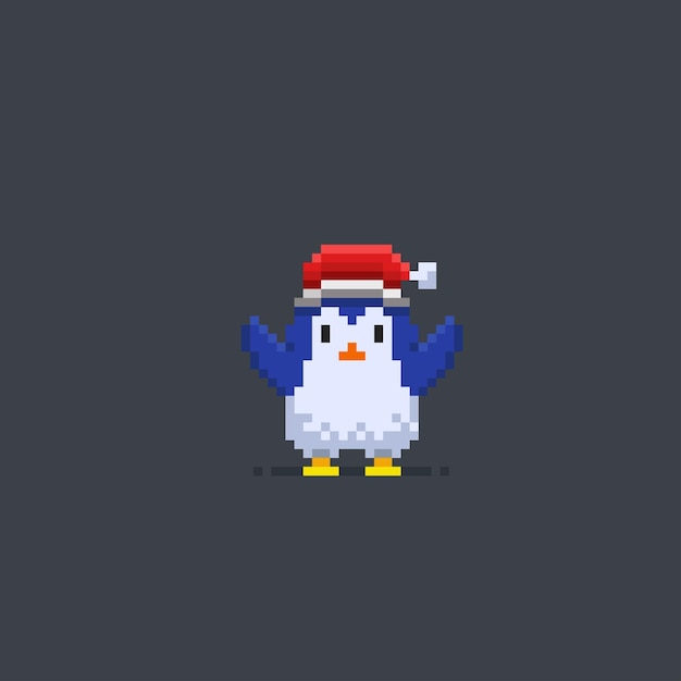 Festive Penguin Pixel Art Illustration | Jiffy Designs