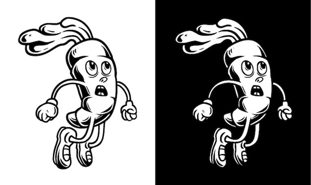 Quirky Cartoon Character with Expressive Features and Flowing Hair ...