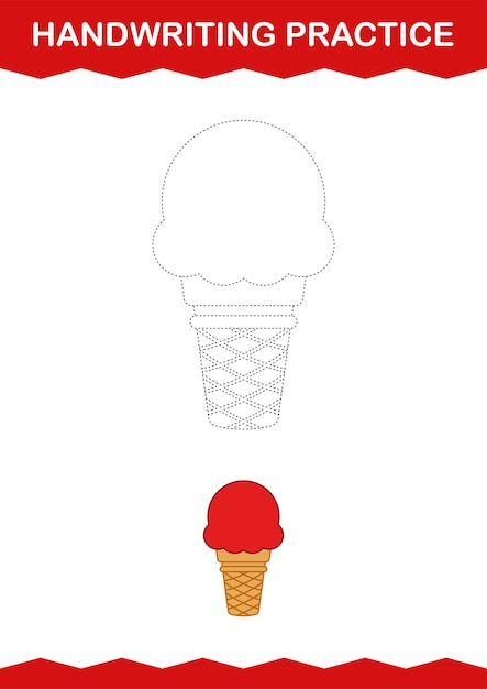 Delightful Ice Cream Cone on Handwriting Practice Sheet | Jiffy Designs
