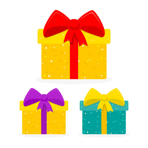 Cute Gift Boxes In Flat Design. Vector Illustration. Set Of Colored ...