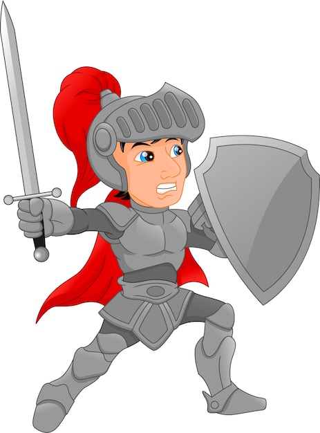 Courageous Knight in Shining Armor Wielding Sword and Shield | Jiffy ...