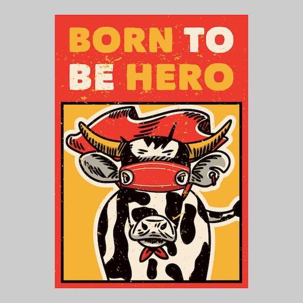 Vibrant Cow Portrait with Heroic Slogan and Retro Flair | Jiffy Designs