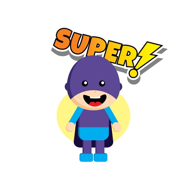 Smiling Super Hero Character with Lightning Bolt Typography | Jiffy Designs