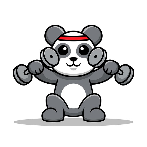 Adorable Cartoon Panda in Red Bandana Flexing Muscles | Jiffy Designs