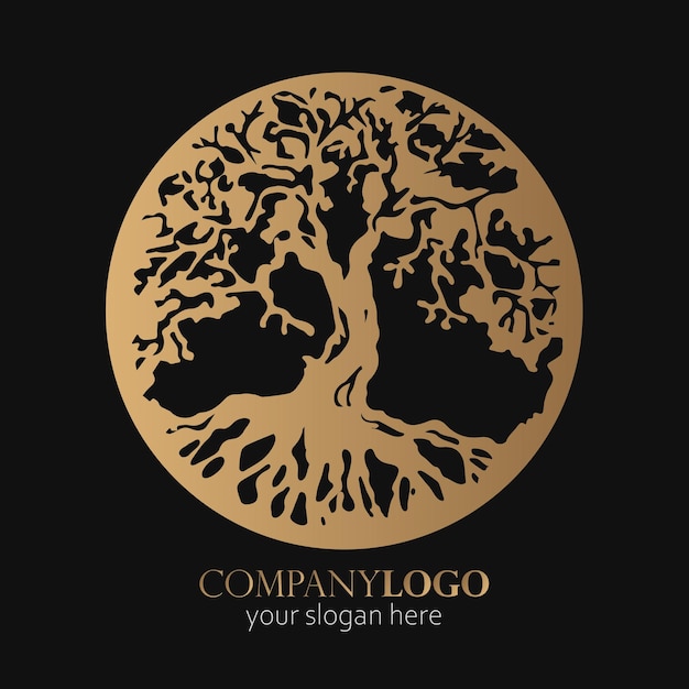 Majestic Tree of Life Emblem in Elegant Silhouette Design | Jiffy Designs