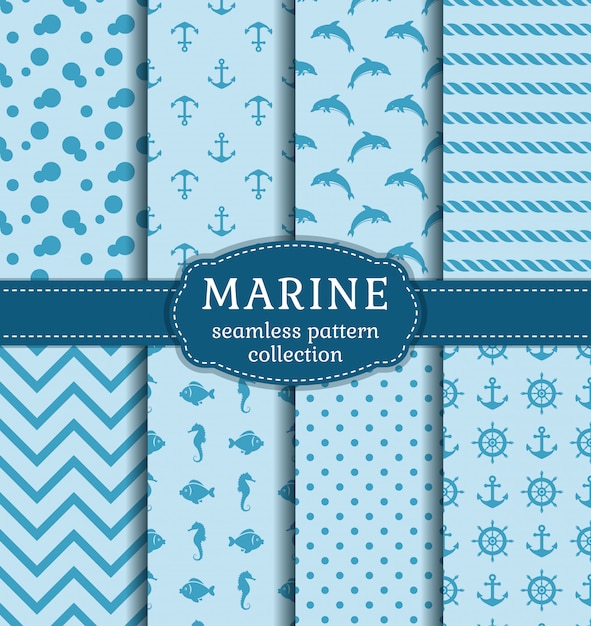Elegant Maritime Patterns: A Nautical Collection in Shades of Blue ...