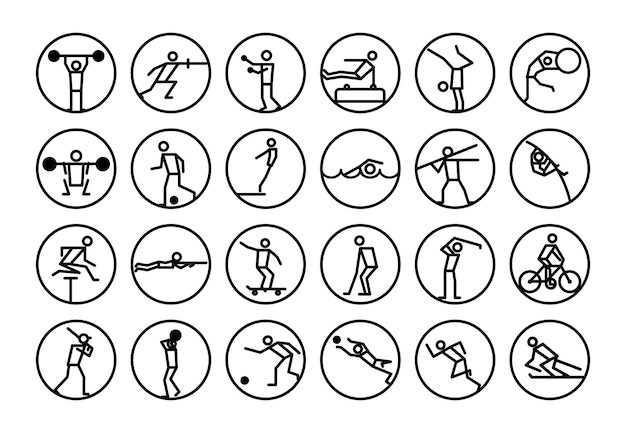 Diverse Collection of Sports and Fitness Pictograms | Jiffy Designs