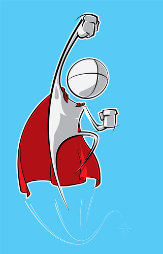 Sparse Illustration Of A Generic Cartoon Character With A Red Cape On A ...