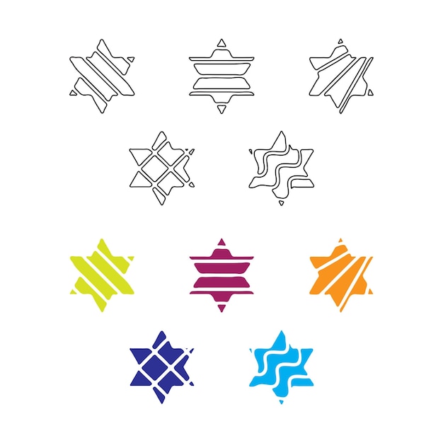 Vibrant Geometric Star Symbols in Diverse Colors | Jiffy Designs
