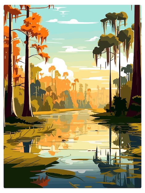 Vibrant Bayou Landscape with Towering Cypress Trees | Jiffy Designs