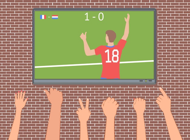 Celebrating the Victory: Soccer Match Scoreboard on Brick Wall | Jiffy ...