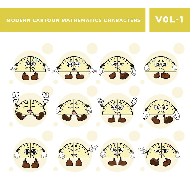 Whimsical Cartoon Math Characters in Retro Style | Jiffy Designs