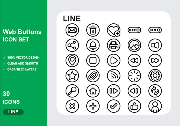 Sleek and Minimalist Web Button Icons in Clean Line Art | Jiffy Designs