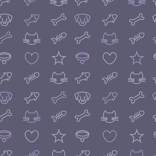 Pets Line Icons On Black Background. Vector Seamless Pattern | Jiffy ...