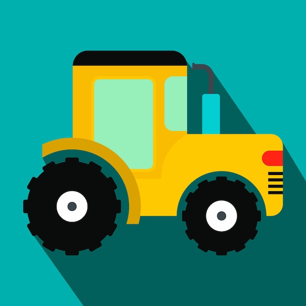 Cheerful Yellow Tractor on Teal Background | Jiffy Designs