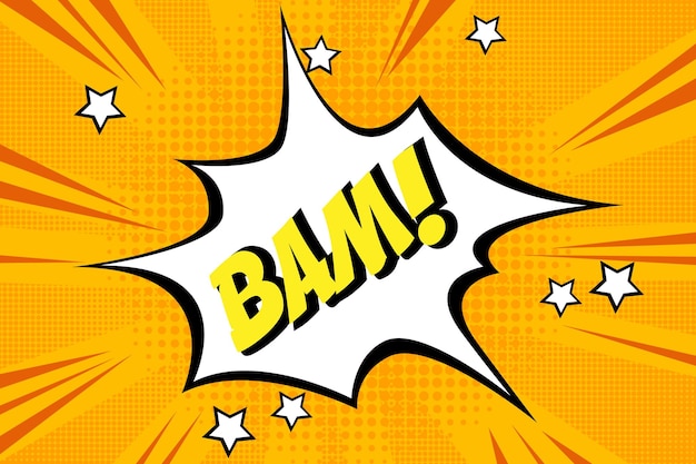 Vibrant Comic Book Explosion with Dramatic 'Bam!' Text | Jiffy Designs