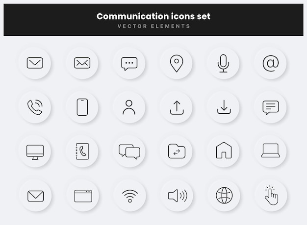 Minimalist Communication Icons Set with Sleek Line Art Designs | Jiffy ...