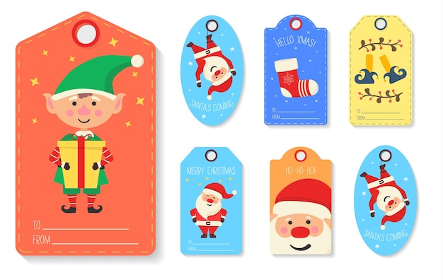 Charming Holiday Gift Tags with Festive Elf and Santa Designs | Jiffy ...