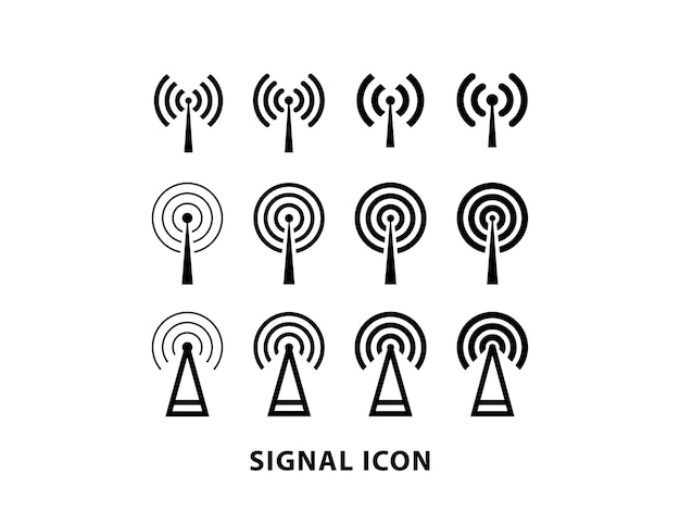 Diverse Wireless Signal Symbols in Black and White | Jiffy Designs