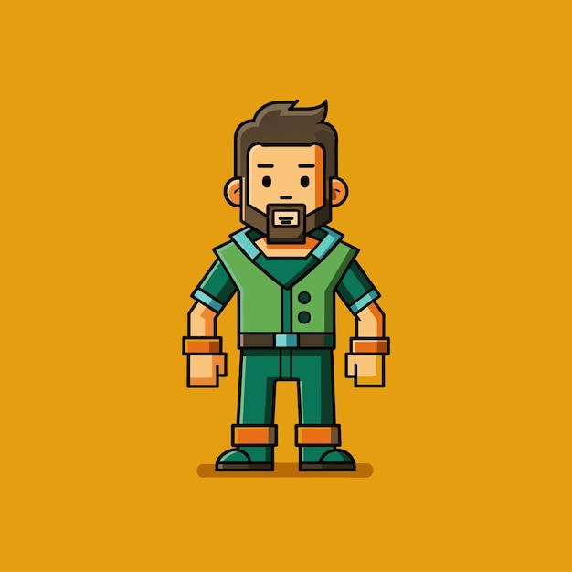 Cheerful Cartoon Character in Green Outfit | Jiffy Designs