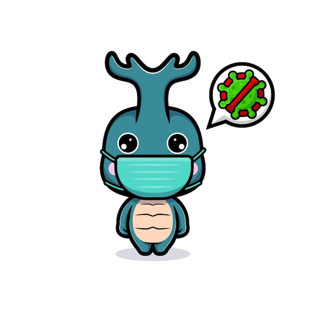 Cute Turtle Wearing Mask Battling Virus Illustration | Jiffy Designs