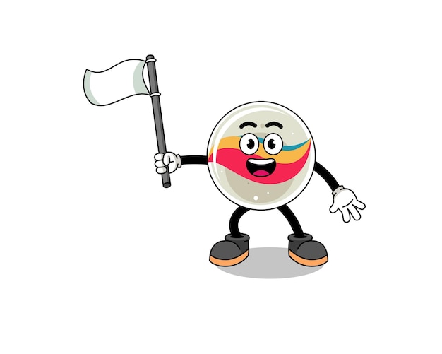 Cheerful Cartoon Disc Character Holding a Flag | Jiffy Designs
