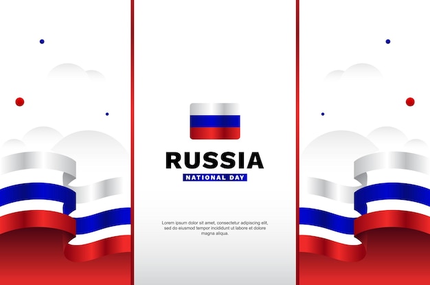 Patriotic Russian Banner with Waving Flag and Clouds | Jiffy Designs