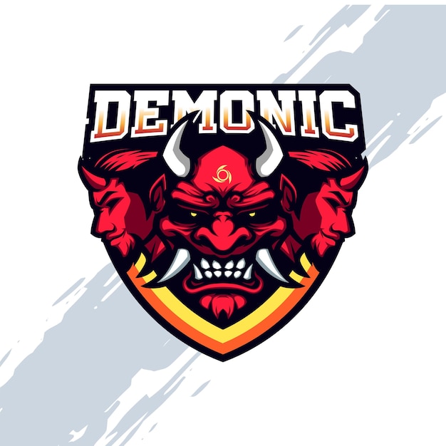 Fearsome Demonic Mascot Emblem with Fierce Red Devil Horns | Jiffy Designs