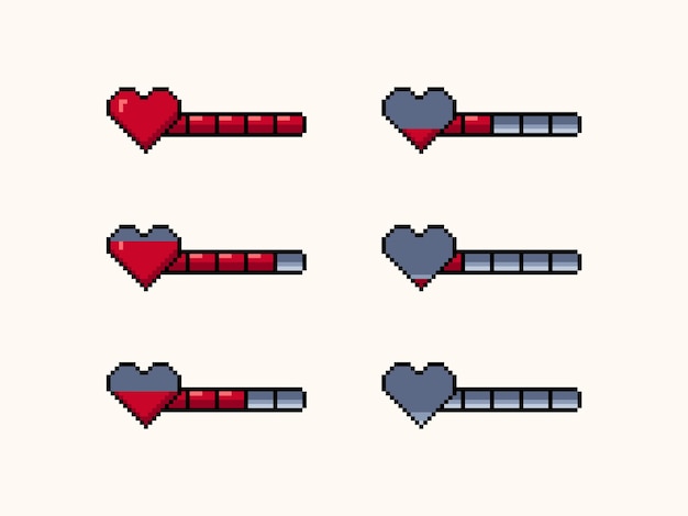 Vibrant Pixel Art Heart Progress Bars | Jiffy Designs