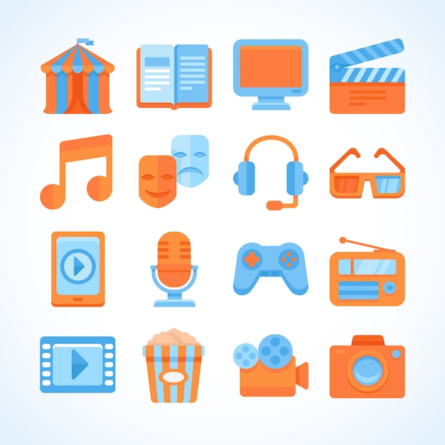 Vibrant Collection of Multimedia and Entertainment Icons | Jiffy Designs