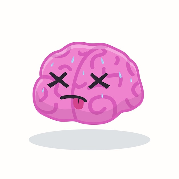 Exhausted Pink Brain with Crossed Eyes and Stitches | Jiffy Designs