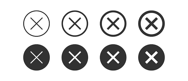 Minimalist Black and White X Symbols in Circular Frames | Jiffy Designs
