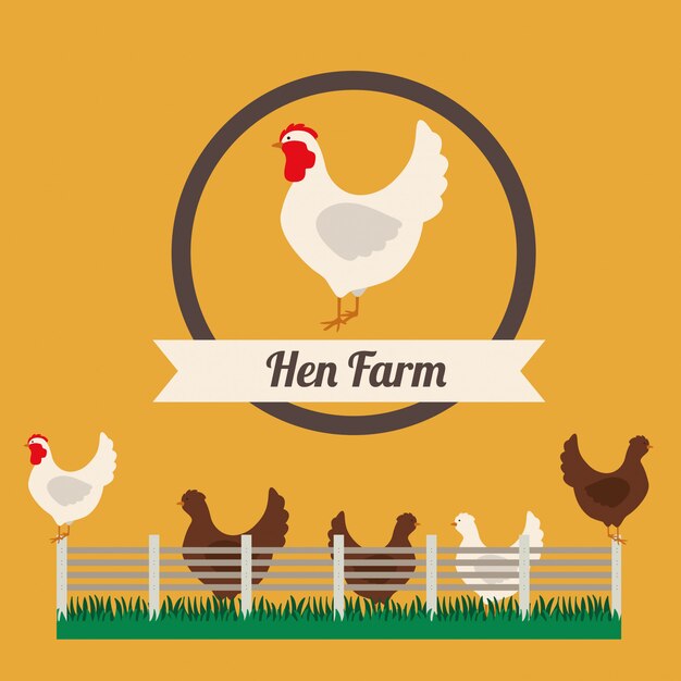 Hen Farm Logo with Chickens and Rooster Illustration | Jiffy Designs