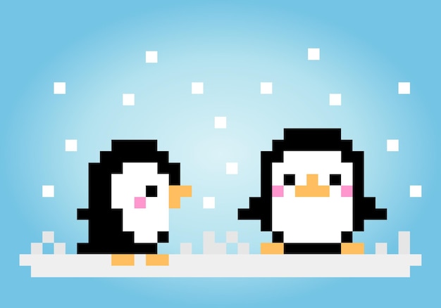 Playful Pixel Penguins in Snowy Wonderland | Jiffy Designs